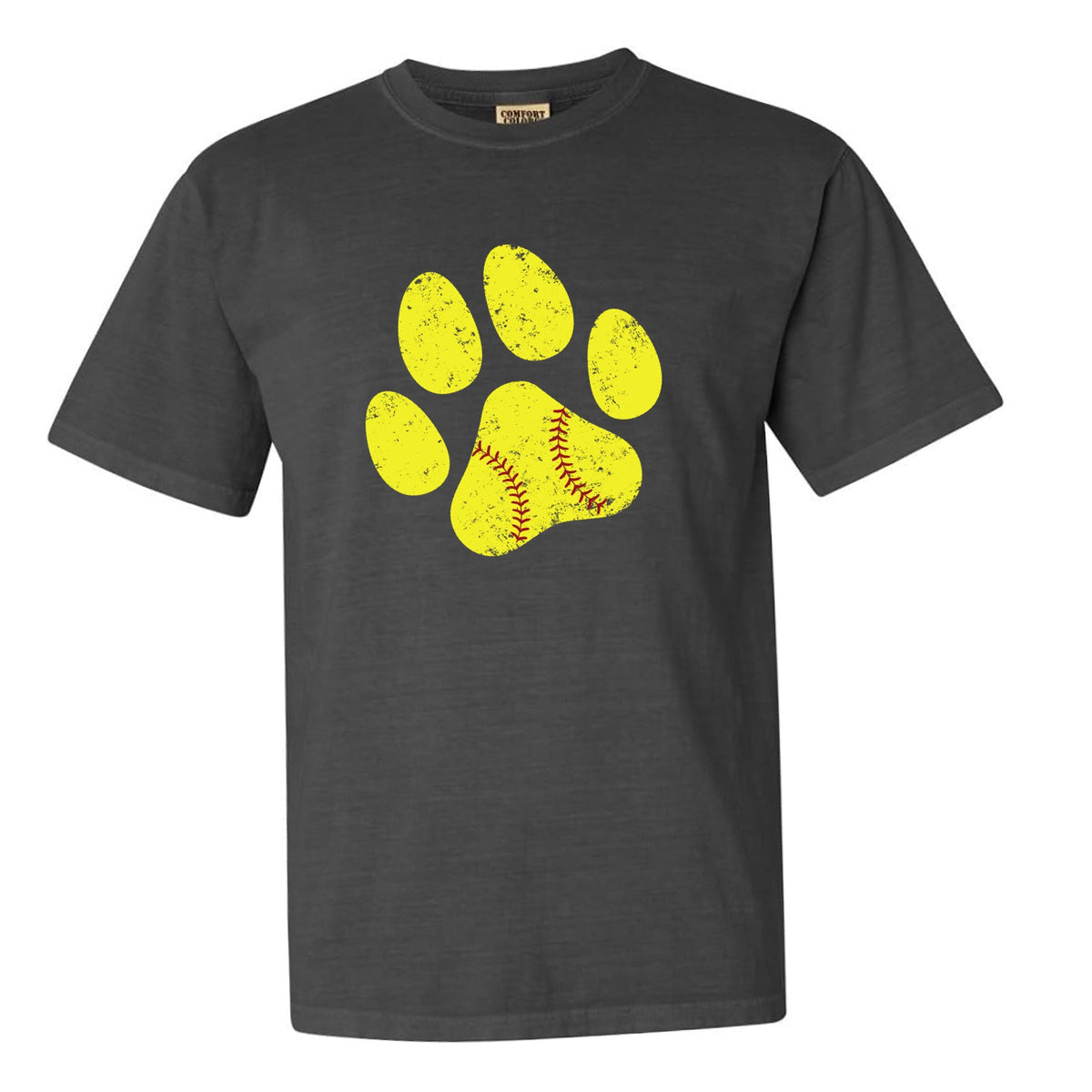 Comfort Color Pepper Softball Paw Short Sleeve – Outfitters Designs ...